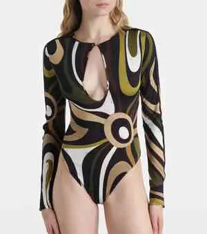 Emilio Pucci Marmo Printed Satin Bodysuit - Multicoloured