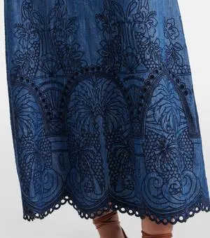 Zimmermann Embroidered Denim Maxi Dress
