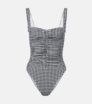 KARLA COLLETTO Ruched Gingham Swimsuit - Black