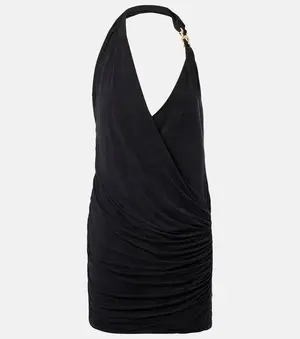 Balmain Draped Halterneck Jersey Minidress