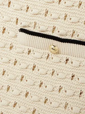 FRAME The Bauble Piped Open-knit Cotton Mini Dress - Neutrals