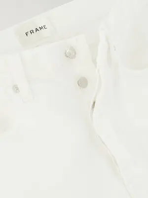 FRAME The Lax Distressed Mid-rise Flared Jeans - White