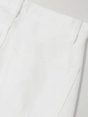 FRAME The Lax Distressed Mid-rise Flared Jeans - White