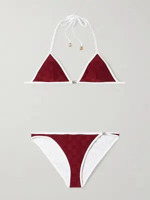 Gucci Embellished Flocked Bikini