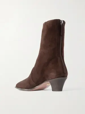 AQUAZZURA Brunswick Suede Ankle Boots - Brown