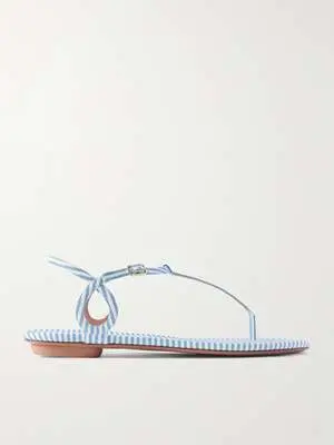 AQUAZZURA Almost Bare Striped Leather Sandals - Light Blue