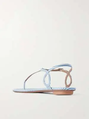 AQUAZZURA Almost Bare Striped Leather Sandals - Light Blue