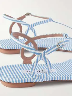 AQUAZZURA Almost Bare Striped Leather Sandals - Light Blue