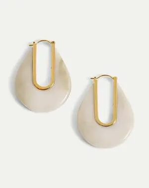 Veronica Beard Resin Drop Hoop Earrings - Ivory