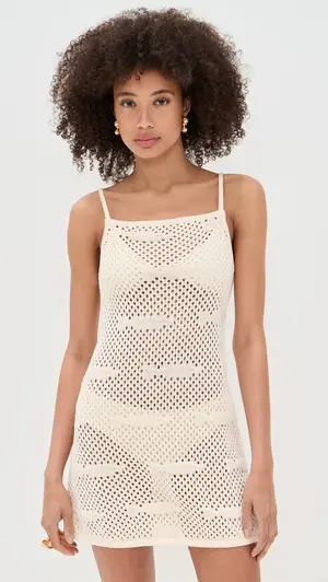 Staud Rio Dress In Crochet Knit - Ecru