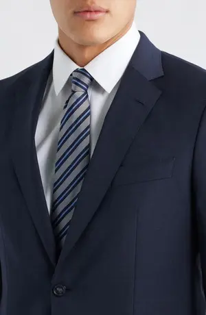 BOSS Huge Slim Fit Solid Wool Suit - Dark Blue