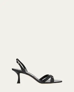 JIMMY CHOO Elsy 70 Leather Sandals - Black