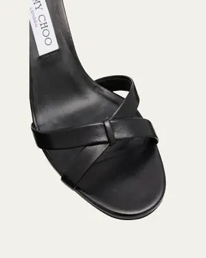 JIMMY CHOO Elsy 70 Leather Sandals - Black