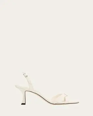 JIMMY CHOO Elsy 70 Leather Sandals - Latte