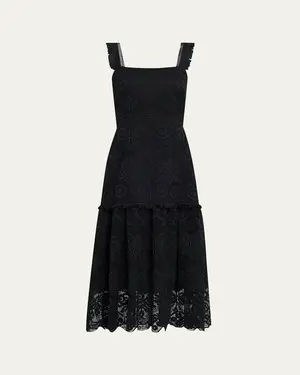 Kobi Halperin Mona Square-neck Lace Midi Dress