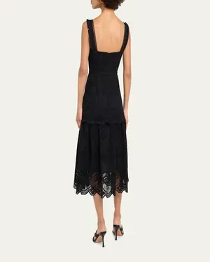 Kobi Halperin Mona Square-neck Lace Midi Dress