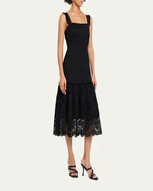 Kobi Halperin Mona Square-neck Lace Midi Dress