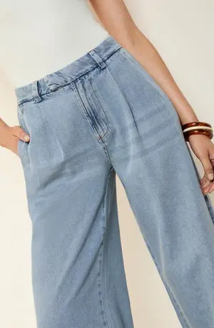 FRIENDS LIKE THESE Pleated Wide Leg Trouser Jeans