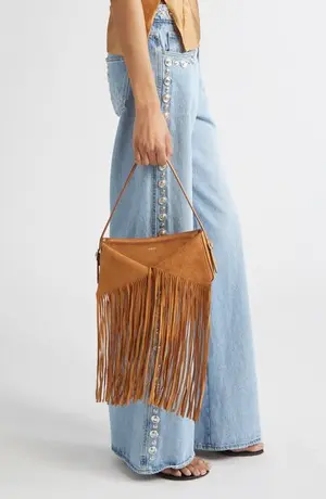 Coperni Belt Fringe Leather Baguette Bag