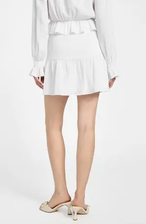 Guess Shaelo Gauze Ruffle Mini Skirt - White