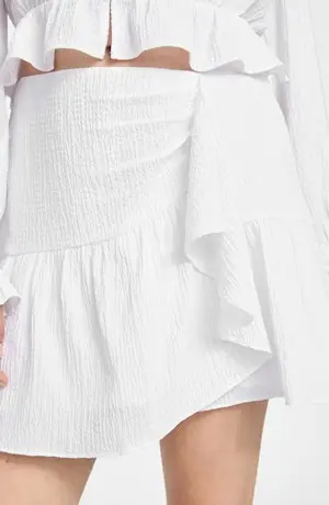Guess Shaelo Gauze Ruffle Mini Skirt - White
