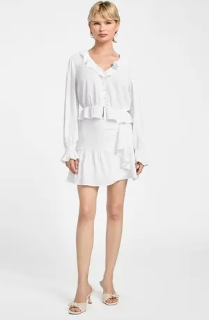 Guess Shaelo Gauze Ruffle Mini Skirt - White