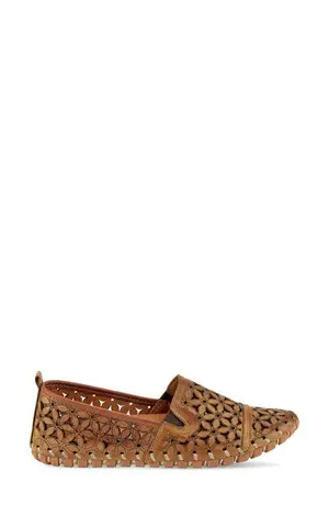 SPRING STEP SHOES Laser-cut Leather Flat - Light Brown