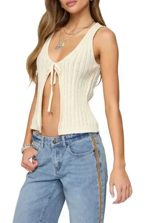 EDIKTED Verona Split Front Knit Top