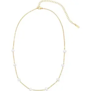 ST. MORAN Freshwater Pearl Station Chain Necklace - Goldhite