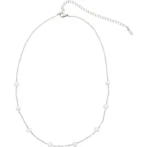 ST. MORAN Freshwater Pearl Station Chain Necklace - Silverhite