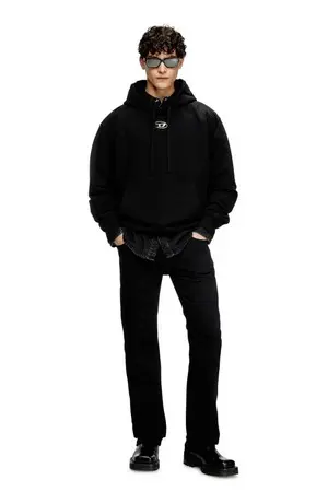 DIESEL® Oversized Metallic Logo Hoodie - Deep/ Black