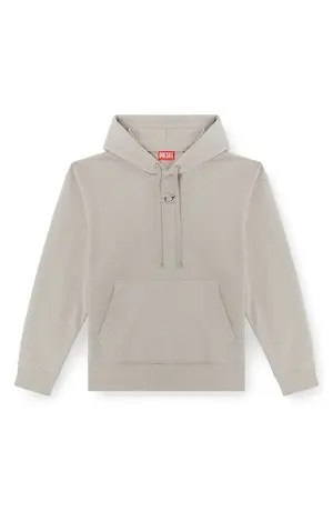 DIESEL® Oversized Metallic Logo Hoodie - Dove/ Grey