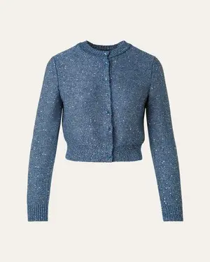 Akris Sequin Knit Button-front Cardigan - Granite Blue