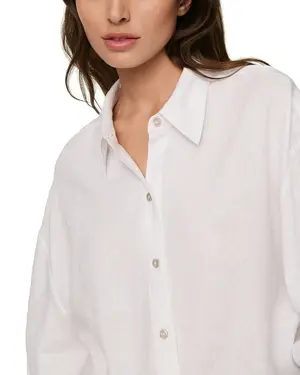 Eberjey Linen Blend Relaxed Fit Pajama Top - White