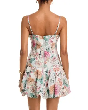 Aqua Blooms Mini Dress