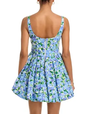 Aqua Floral Bubble Hem Dress