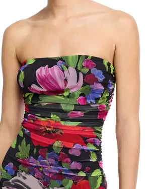 Aqua Floral Mesh Midi Dress