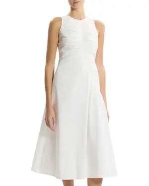 Theory Ruched Sleeveless Dress - White