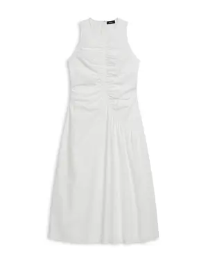 Theory Ruched Sleeveless Dress - White