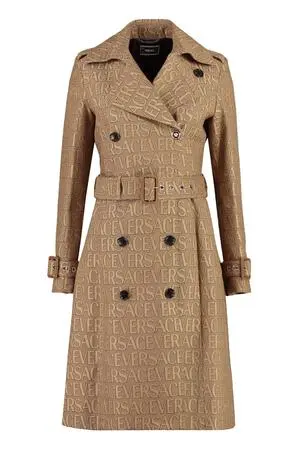 Versace Cotton Blend Trench Coat - Beige