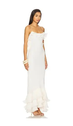 Delfi Delina Ruffled Crepe Maxi Dress