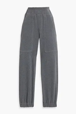 Brunello Cucinelli Cropped French Cotton-Terry Track Pants - Anthracite