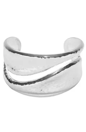 Argento Vivo Hammered Cut Out Cuff Bracelet - Silver
