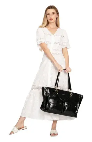 BELLE & BLOOM Lace Trim Midi Dress