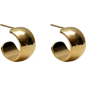 Argento Vivo Small Wide Hammered Hoop Earrings