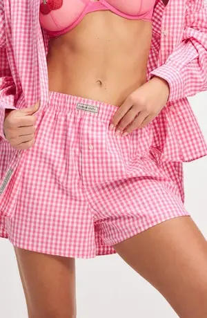 SAVAGE X FENTY Kickback Casuals Pajama Boxers - Pink Rascal Check Effect Print