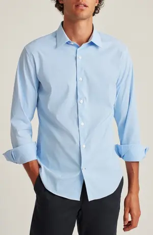 Bonobos Tech Slim Fit Gingham Check Performance Button-up Shirt - Bondi Gingham - Blue
