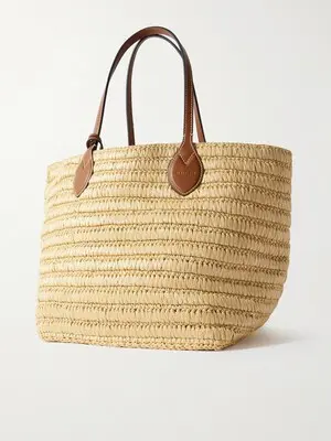Gucci Leather-trimmed Raffia Tote