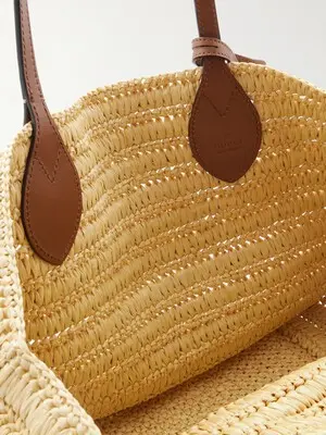 Gucci Leather-trimmed Raffia Tote