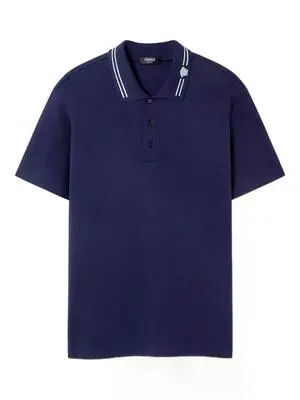 Versace Embroidered Cotton Polo Shirt - Blue